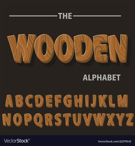 Wooden Alphabet Wood Retro Font Letters For Text Vector Image