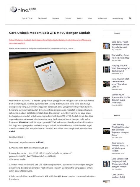 Cara Unlock Modem Bolt Zte Mf90 Dengan Mudah Ninopro Pdf