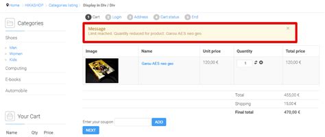 HikaShop Limits Tutorial