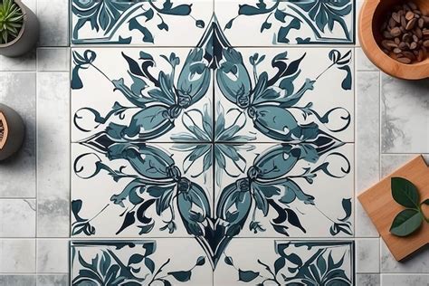 Premium Photo Ceramic Tile Design Illustration Mockup