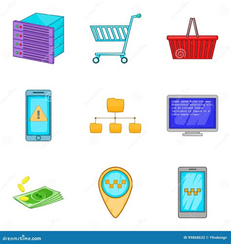 Sistema Computacional Del Icono Del Servidor Estilo De La Historieta Ilustración Del Vector
