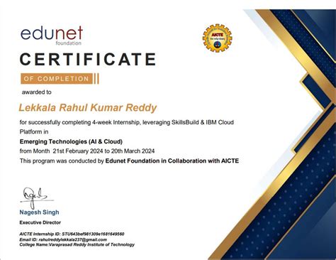 Lekkala Rahul Kumar Reddy On Linkedin Ibm Ibmcloud Certification Skill Edunet Aicte Cloud