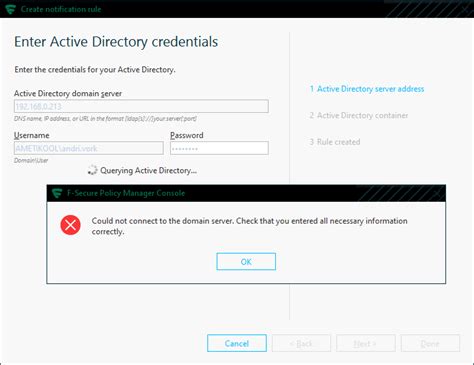 Active Directory Connection Problem Withsecure Community