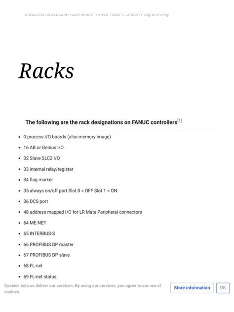 Racks Industrial Robotics And Automation Fanuc Teach Pendant Programming Pdf
