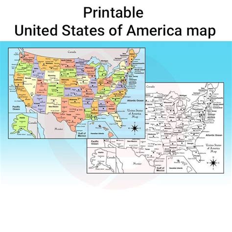 Printable United States Of America Map Usa Travel Map Home Decor Room