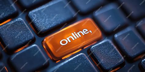 Closeup Of A Keyboard Key With The Word Online Concept Of Digital