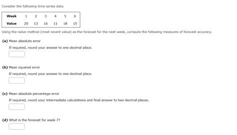 Solved Consider The Following Time Series Data Using The Chegg