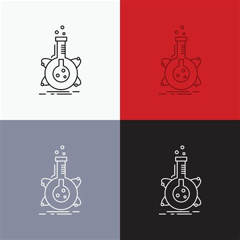 Research Laboratory Flask Tube Development Icon Over Various Background Line Style Design