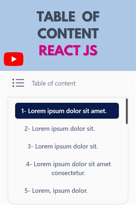 Dynamic Table Of Content In React Table Of Contents React Js Components