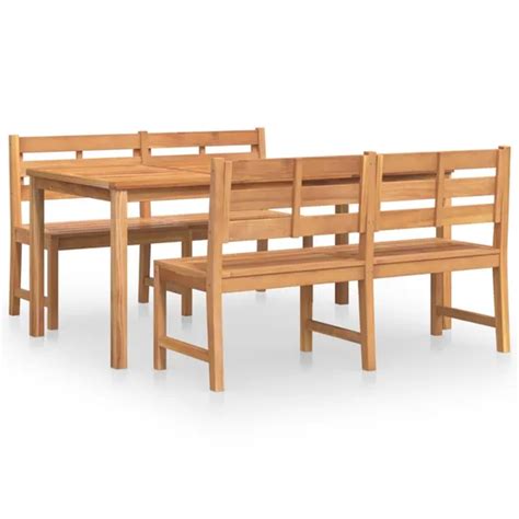 Vidaxl 3 Piece Garden Dining Set Solid Wood Teak Robert Dyas