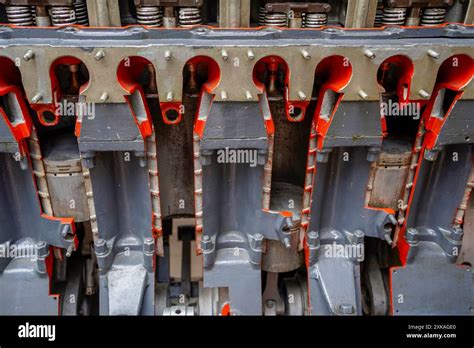 Internal Combustion Engine Close Up Of A Cross Section Detail Stock