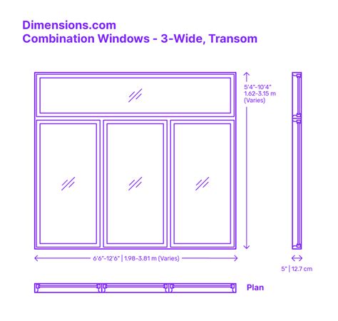 Combination Windows 3 Wide Transom Split Dimensions And Drawings