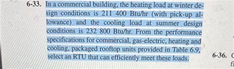 Solved 3 In A Commercial Building The Heating Load At