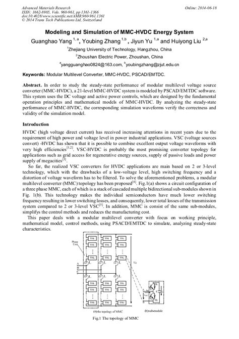 Modeling And Simulation Of Mmc Hvdc Energy System Scientificnet