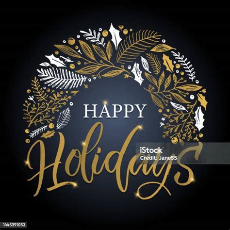 계절 인사말 행복한 겨울 방학 엽서 메리 크리스마스와 새해 복 많이 받으세요 홀리 유쾌한 즐겁고 밝습니다 새해 복 많이 받으세요 문구에 대한 스톡 벡터 아트 및 기타 이미지