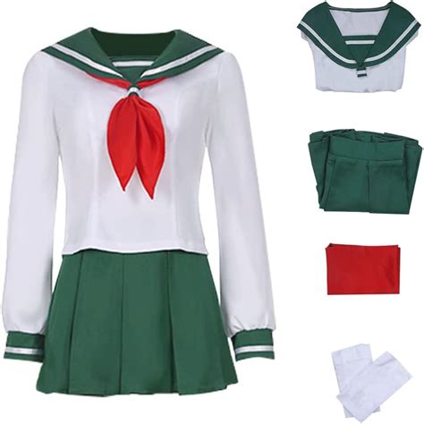 Colsa Anime Kagome Higurashi Cosplay Costume Sailor Dress