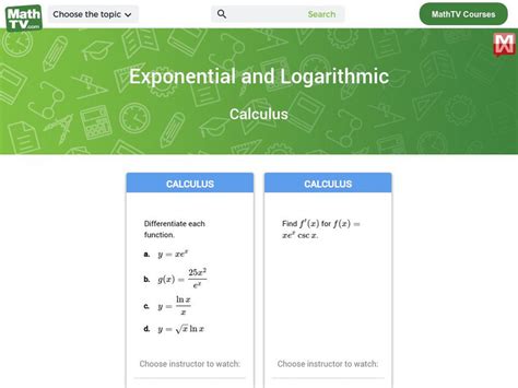 Math Calculus Derivatives Exponential And Logarithmic Instructional Video For 9th