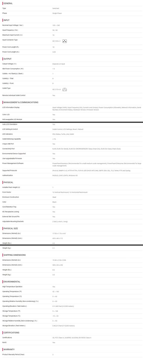 Cyberpower 1u Switched Epdu 16amp Input Output Pdu41005 Bpc Technology