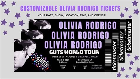 Customizable Olivia Rodrigo Ticket For GUTS World Tour Etsy