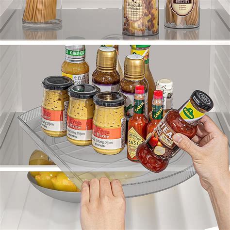 Amazon Com Lazy Susan Storage Turntable For Refrigerator 16 5 Transparent Swivel Fridge