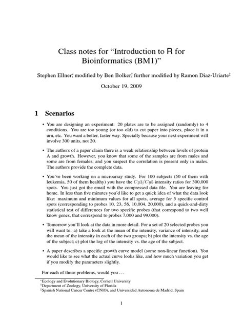 R For Bioinformatics Pdf R Programming Language Coefficient Of Determination