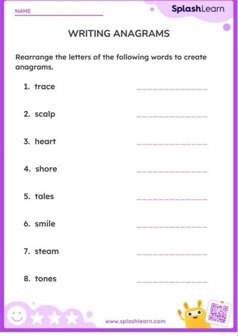 Writing Anagrams Worksheet