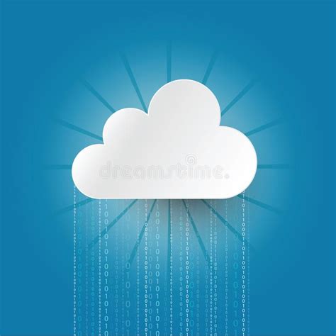 cloud with binary code showing cloud computing and digital technology stock illustration
