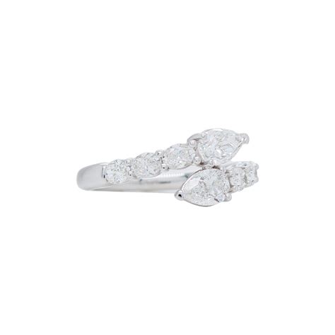 Marshall Pierce Oval Cut And Pear Shape Bypass Ring In White Gold