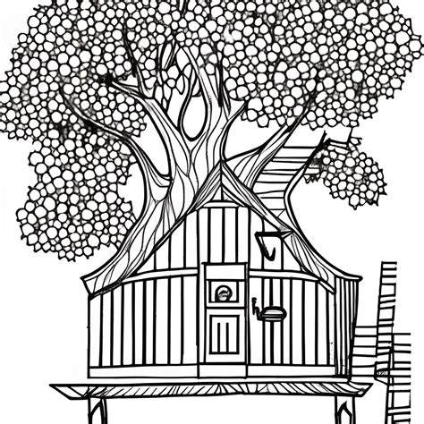 Treehouse Coloring Page With 10 Hidden Objects · Creative Fabrica