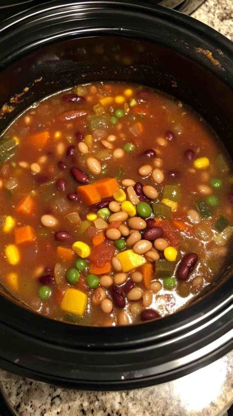Hearty Crock Pot Bean And Vegetable Soup