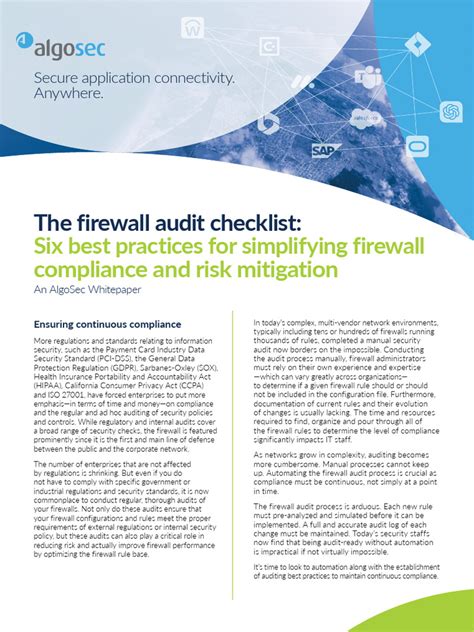 Algosec Firewall Audit Checklist Wp Pdf Audit Security