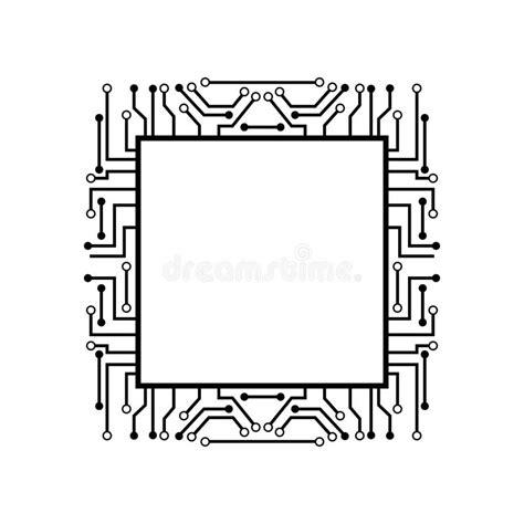 Wafer Microchip Frame Cartoon Vector Illustration Stock Illustration