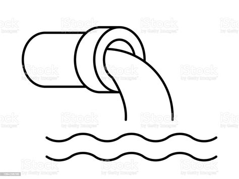 수질 오염 라인 아이콘입니다 강 호수 또는 바다로 흐르는 폐수 파이프 라인 물에 대한 스톡 벡터 아트 및 기타 이미지 물 불쾌한 냄새 0명 Istock