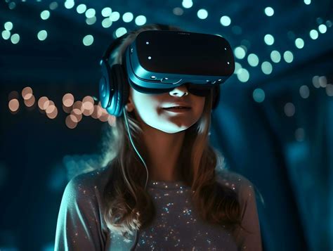 Beautiful Young Girl With Virtual Reality Goggles Future Technology Concept 25940276 Stock