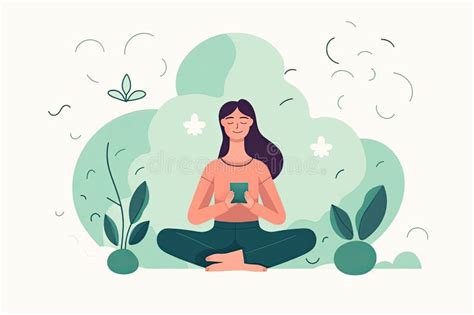 Illustration Practicing Meditation Or Mindfulness For Mental And Emotional Well Being Generative