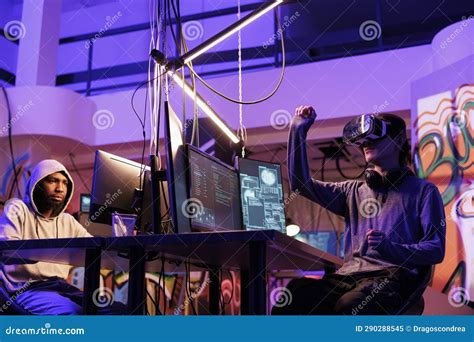 Hacker In Vr Glasses Cracking Password Stock Image Image Of Malicious