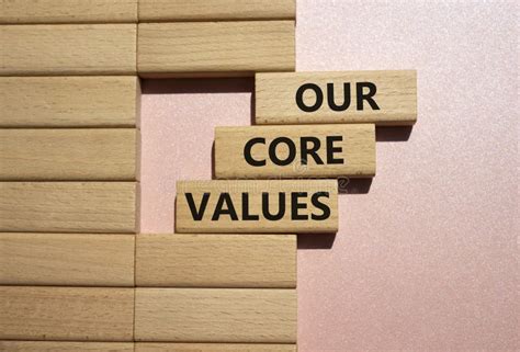 Our Core Values Symbol Concept Words Our Core Values On Wooden Blocks Beautiful Yellow