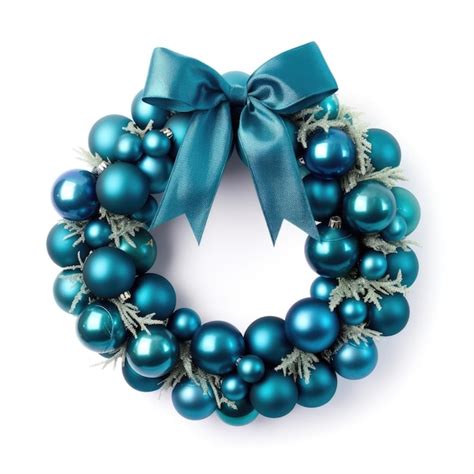 Premium Photo Blue Christmas Wreath Isolated On White Background With