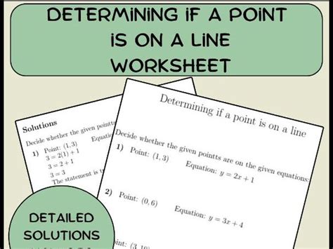 Determining If A Point Is On A Line Worksheet With Solutions Teaching Resources