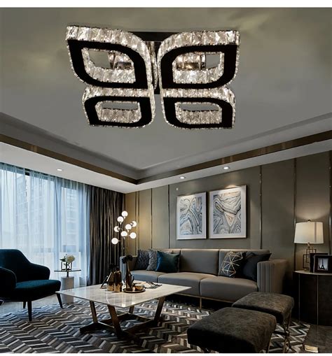 Современные хрустальные кольца Потолочная люстра огни Серебряный Кристалл светодиодный плафон