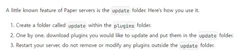 Update Plugins Feature Bug · Issue 8879 · Papermcpaper · Github
