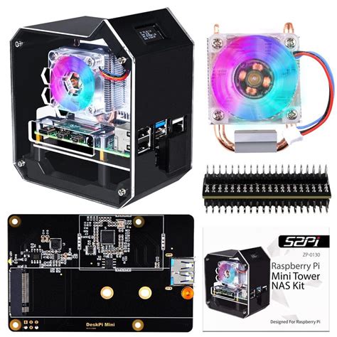 Geeekpi Raspberry Pi Mini Tower Nas Kit Raspberry Pi Ice Tower Kühler Mit Pwm Rgb Lüfter M 2