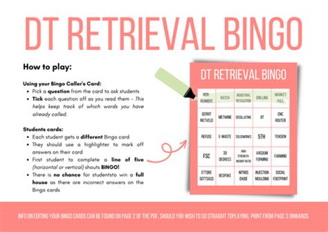 Design And Technology Dt Retrieval Bingo Ks4 Based Knowledge Aqa Teaching Resources