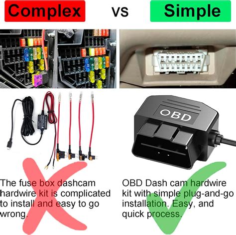 Dash Cam OBD Hardwire Kit Dash Camera USB Type C Hardwire Kit With OBD Power Cable For Dashcam