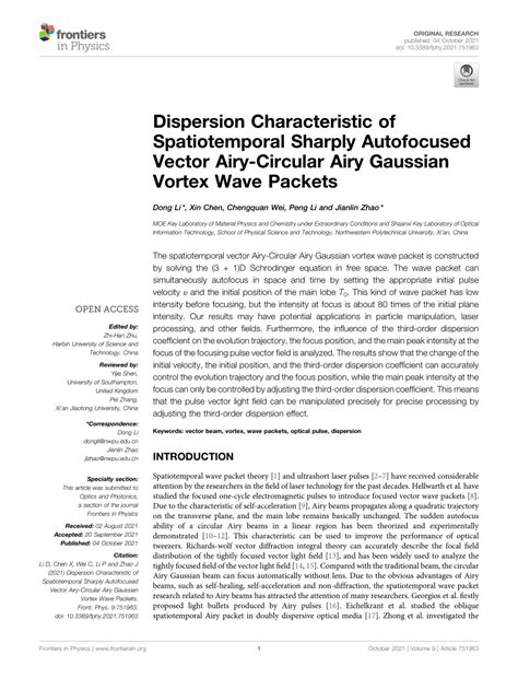 pdf dispersion characteristic of spatiotemporal sharply autofocused