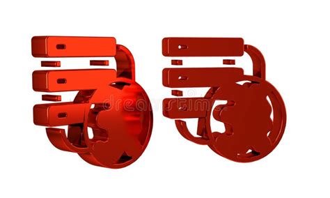 Red Network Cloud Connection Icon Isolated On Transparent Background