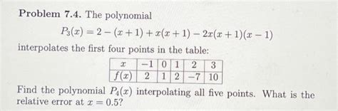 Problem The Polynomial Chegg