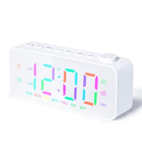 Fm 라디오 내장 8 자연 음악으로 Led 디지털 알람 시계를 변경하는 Rgb 색상흰색