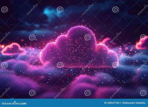 Digital Connectivity Glowing Data Nodes In A Virtual Cloud Showcasing