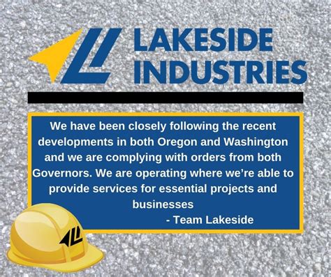 An Announcement To Our Lakeside Industries Inc Facebook